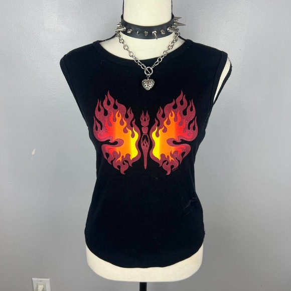 FANG | Tops | Y2k Fang Fire Butterfly Top | Poshmark